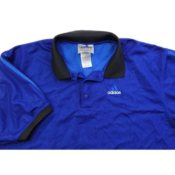 adidas | Shirts | Vtg Adidas Glanz Mens L Blue Black Trim Polo Shirt ...